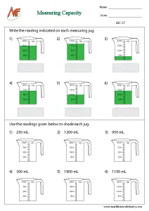 Measuring Capacity Worksheets