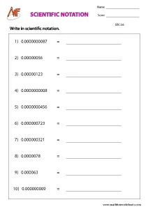 Negative Exponents Worksheets 8th Grade Scientific Notation Math Fun