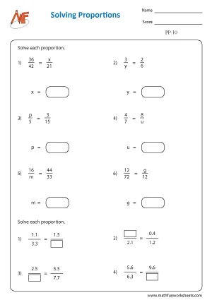 Proportion Worksheets | Math Fun Worksheets
