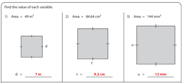 Area of Squares | Math Fun Worksheets
